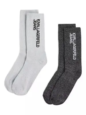 Karl Lagerfeld Logo-knit Socks - Grey