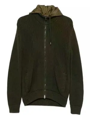Herno Zip Hooded Cardigan - Green