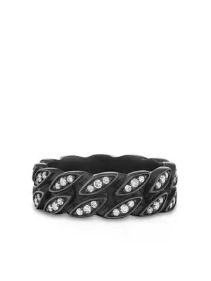David Yurman Titanium Curb-chain Diamond Ring - Black