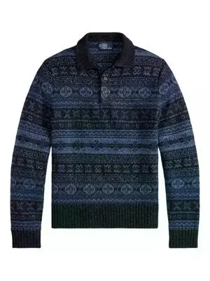 Polo Ralph Lauren Collared Patterned Knit Sweater