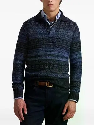 Polo Ralph Lauren Collared Patterned Knit Sweater