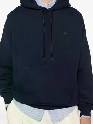 Lacoste Logo-appliqué Drawstring Hoodie - Blue