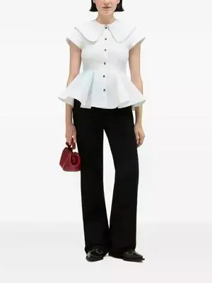 GANNI Ruffled-collar Buttoned Top