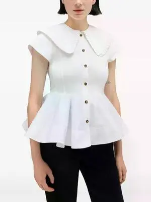 GANNI Ruffled-collar Buttoned Top