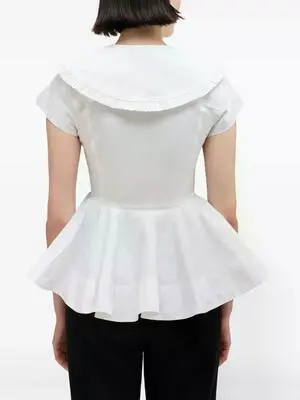 GANNI Ruffled-collar Buttoned Top