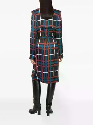 Burberry Checked Belted Midi Dress