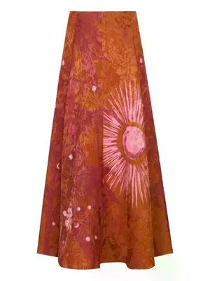 Johanna Ortiz Encanto De Isla Printed Jacquard Skirt - Brown