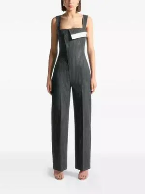 Manière De Voir Pinstripe Jumpsuit With Detachable Straps - Grey