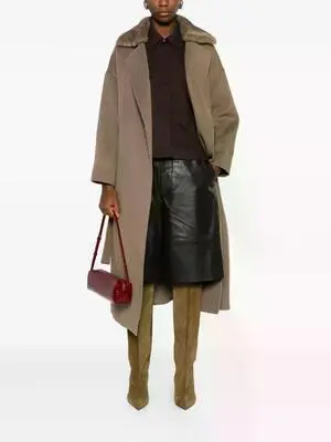 BETTA CORRADI Panelled Collar Belted Coat - Neutrals