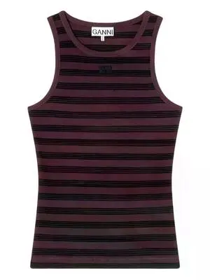 GANNI Striped Tank Top - Brown
