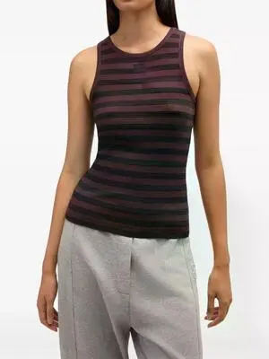 GANNI Striped Tank Top - Brown