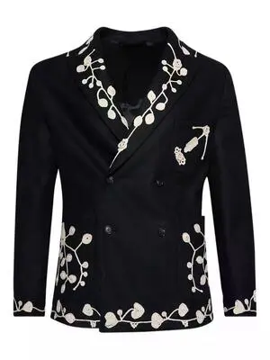 BODE Snowdrop Appliqué Suit Jacket - Blue