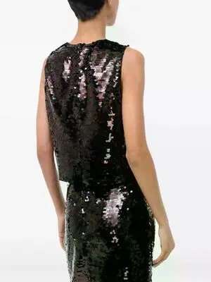 Staud Sequin-embellished Top - Black