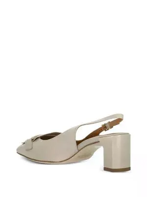 TOD'S 60mm Squared-toe Pumps With Metallic Logo - Neutrals