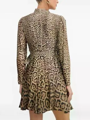 MARCIANO Tie-neck Leopard-print Mini Dress