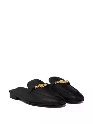 Versace Medusa Chain Leather Loafers - Black