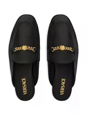 Versace Medusa Chain Leather Loafers - Black
