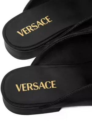 Versace Medusa Chain Leather Loafers - Black