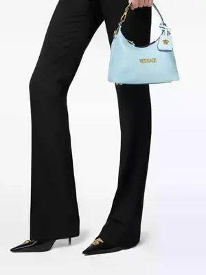Versace Tag Nappa Leather Shoulder Bag - Blue