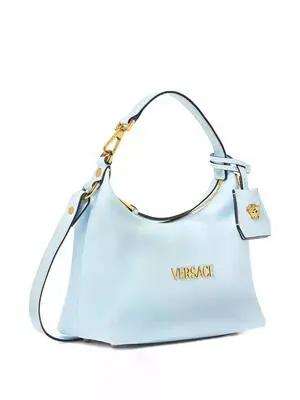 Versace Tag Nappa Leather Shoulder Bag - Blue