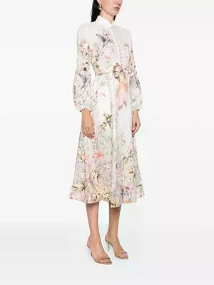 Zimmermann Rebellion Button Floral-print Midi Dress - Neutrals