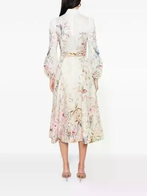 Zimmermann Rebellion Button Floral-print Midi Dress - Neutrals