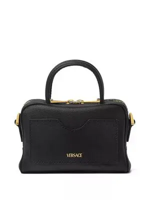Versace La Medusa Leather Mini Tote Bag - Black