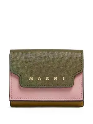 Marni Colour-block Leather Wallet - Green