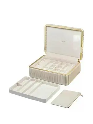 Wolf Large Bella Ribbed Jewellery Box - Neutrals