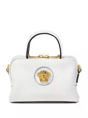 Versace La Medusa Leather Mini Tote Bag - White