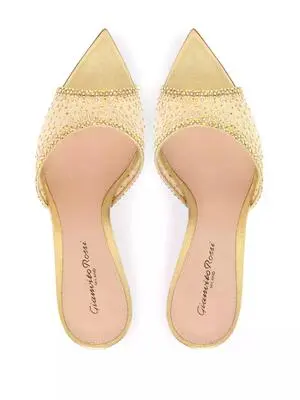 GIANVITO ROSSI Rania 85mm Crystal-embellished Mules - Neutrals