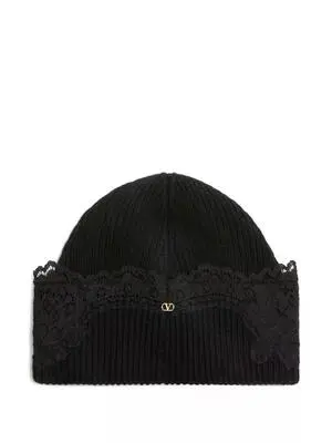 Valentino Garavani Vlogo Signature Lace Beanie - Black