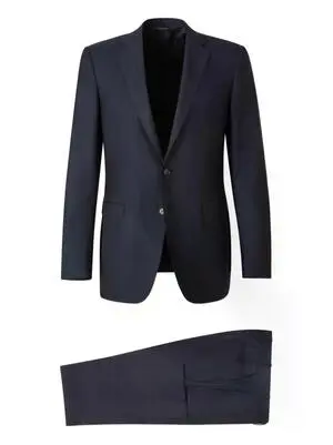 Canali Notched-lapel Single-breasted Suit - Blue
