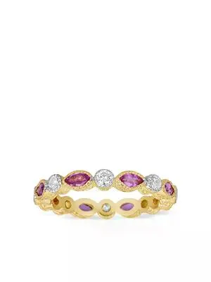 TANYA FARAH 18k Yellow Diamond And Pink Sapphire Stack Ring - Gold