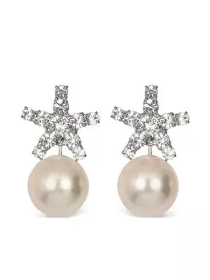 JENNIFER BEHR Novella Crystal Pearl Earrings - Silver