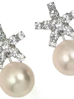 JENNIFER BEHR Novella Crystal Pearl Earrings - Silver