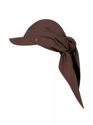 Manière De Voir Arianne Linen Baseball Cap With Self-tie Fastening - Brown