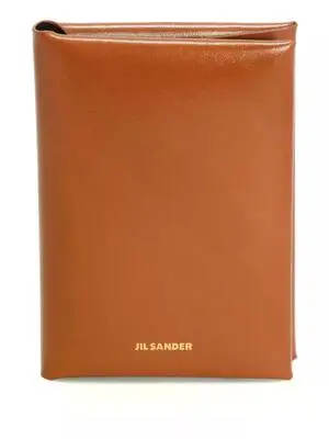 JIL SANDER Embossed Logo Folded Passport Holder - Brown