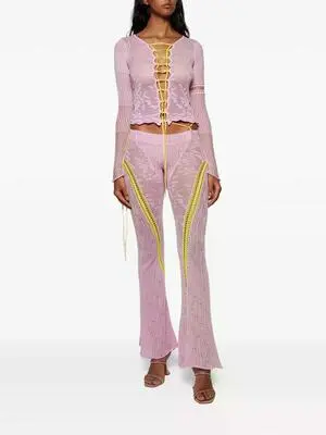 ROBERTA EINER Floral Appliqué Flared Trousers