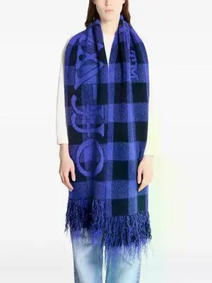 Off-White Check-pattern Fringed Scarf - Blue