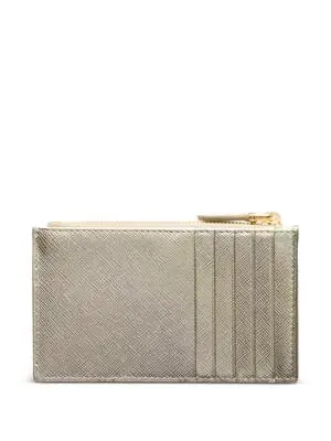 Prada Logo Zip Wallet - Silver