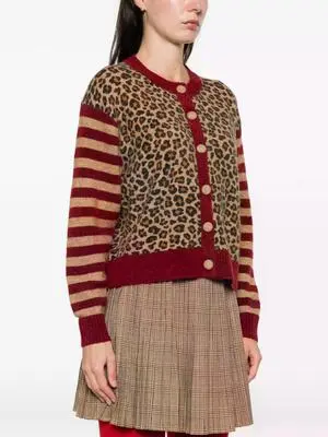 MC2 SAINT BARTH Heidi Leopard Striped Cardigan