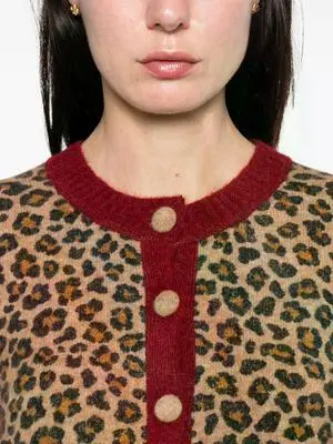 MC2 SAINT BARTH Heidi Leopard Striped Cardigan