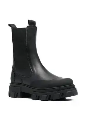 GANNI Mid Chunky Leather Chelsea Boots