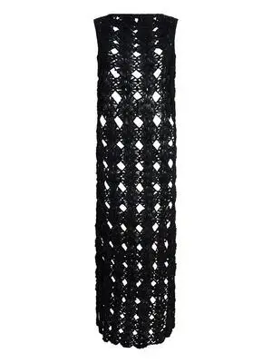 Khaite Floral-detail Openwork Maxi Dress - Black