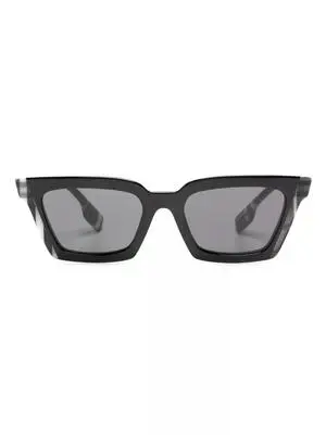 Burberry Engraved-logo Rectangle-frame Sunglasses - Black