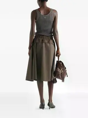 Prada Logo Belted Midi Skirt - Green