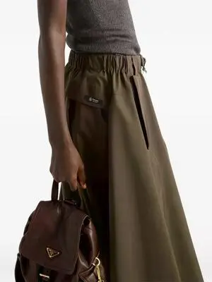 Prada Logo Belted Midi Skirt - Green