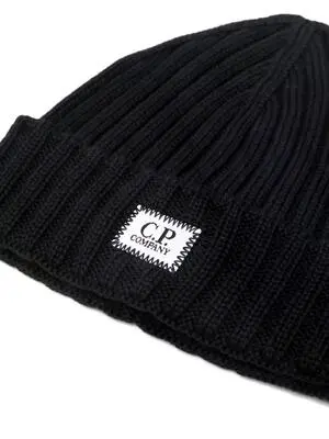 C.P. COMPANY Logo-patch Beanie - Blue