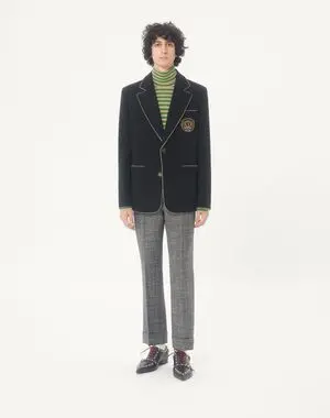 Valentino Garavani Single-breasted Wool Jacket With Embroidered Patch